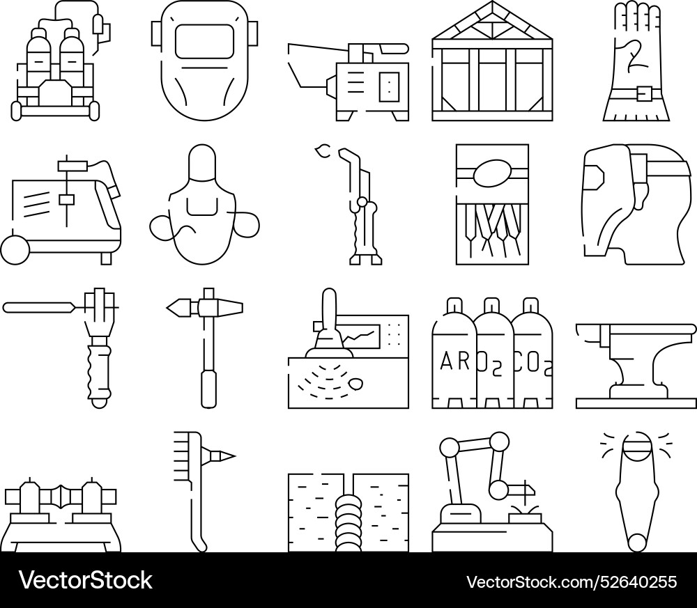 Welding engineering collection icons set Vector Image