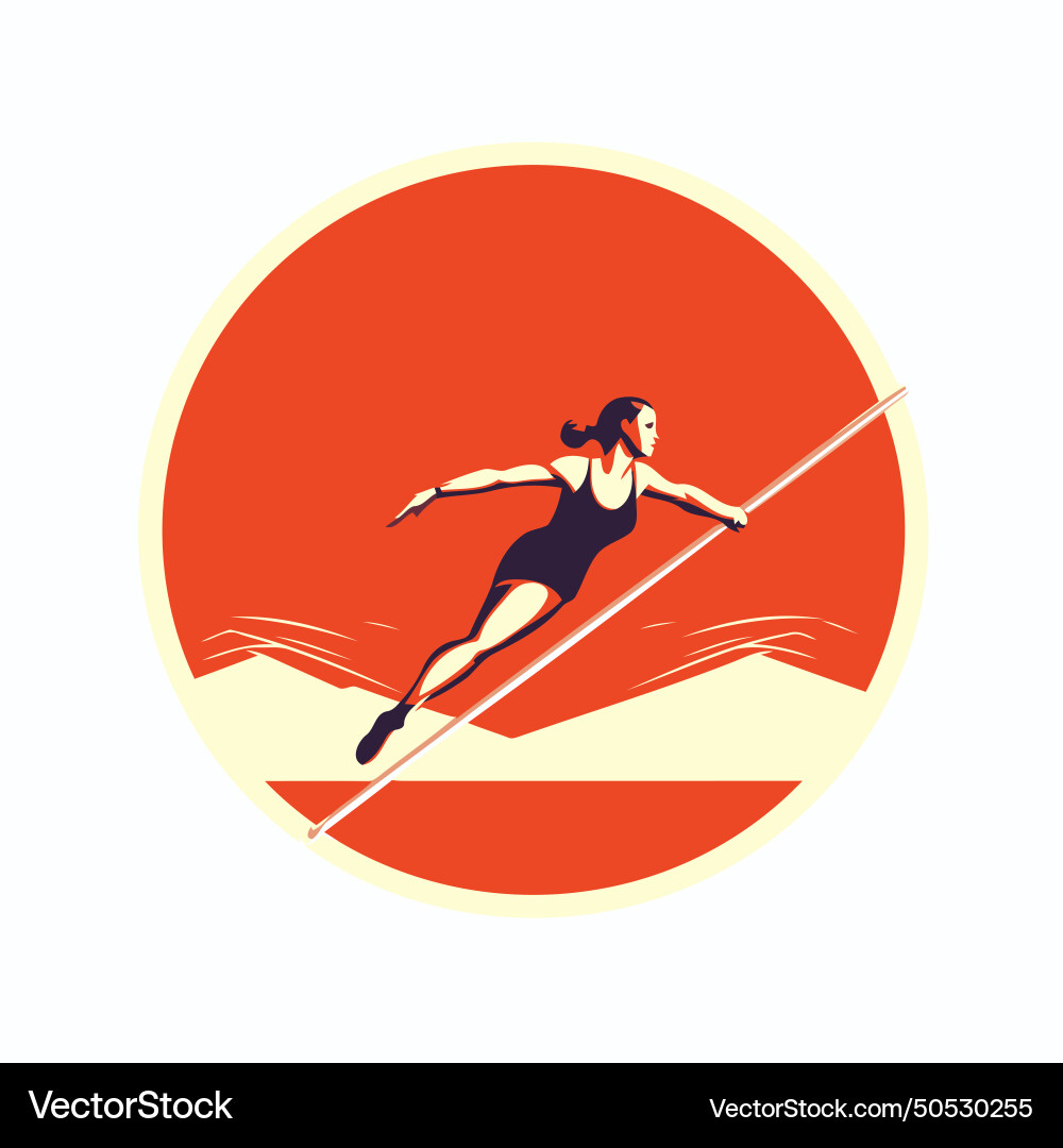 Woman rowing on a surfboard the beach Royalty Free Vector