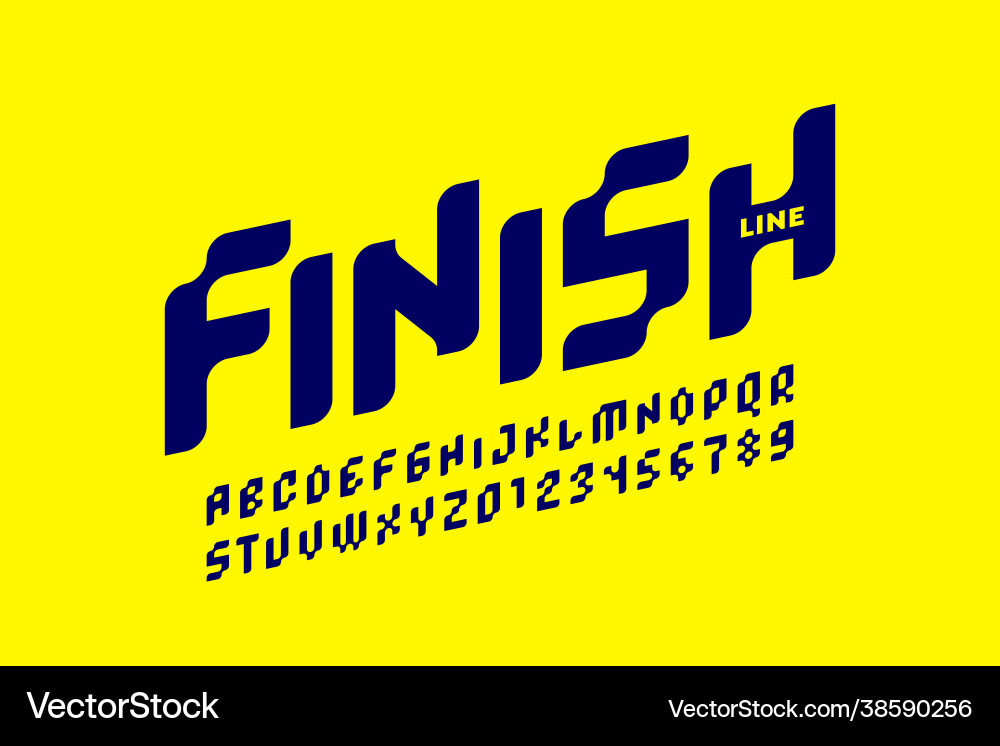 Finish line speed sport font Royalty Free Vector Image