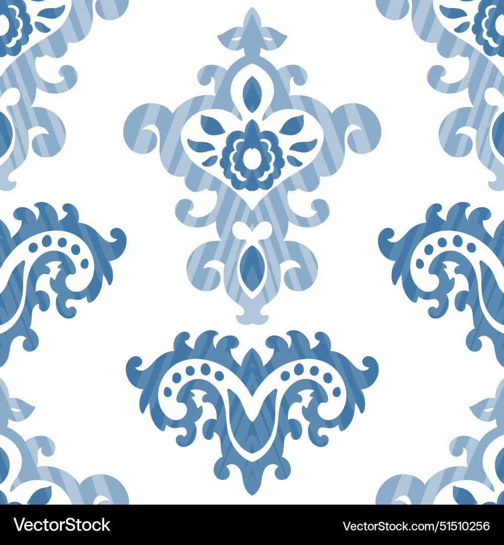Floral geometric blue pattern seamless Royalty Free Vector