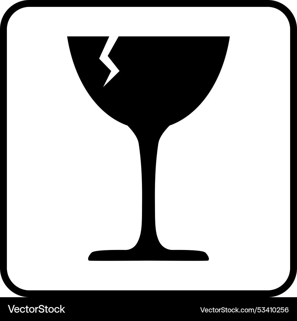 Fragile symbol glass break icon Royalty Free Vector Image