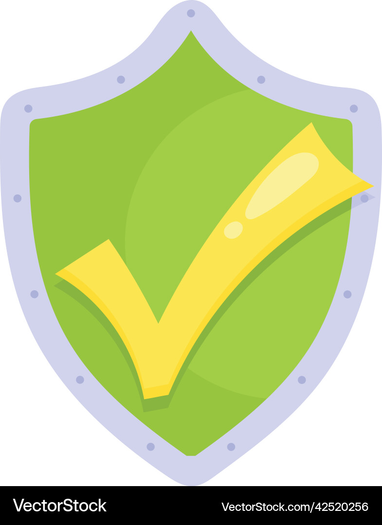 Green shield with check Royalty Free Vector Image