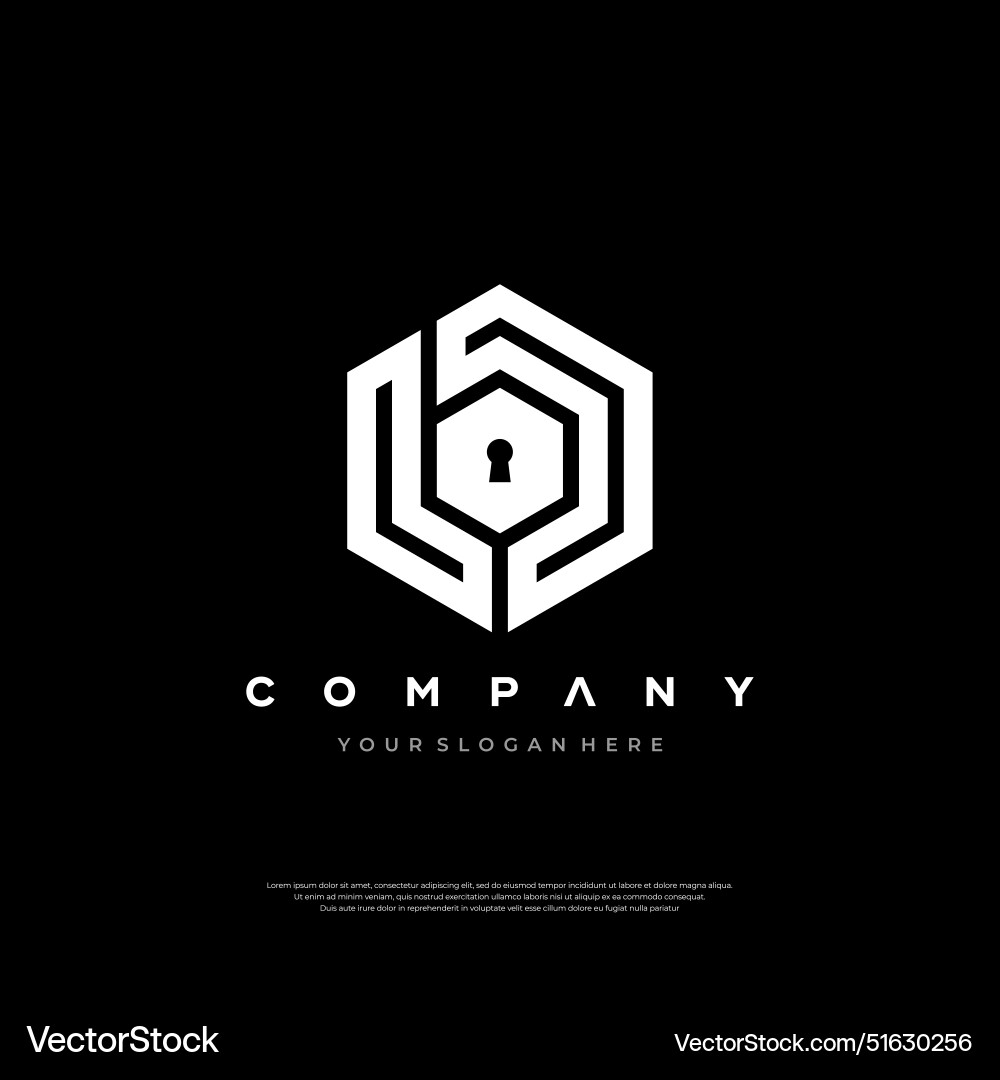 Hexa key security emblem Royalty Free Vector Image