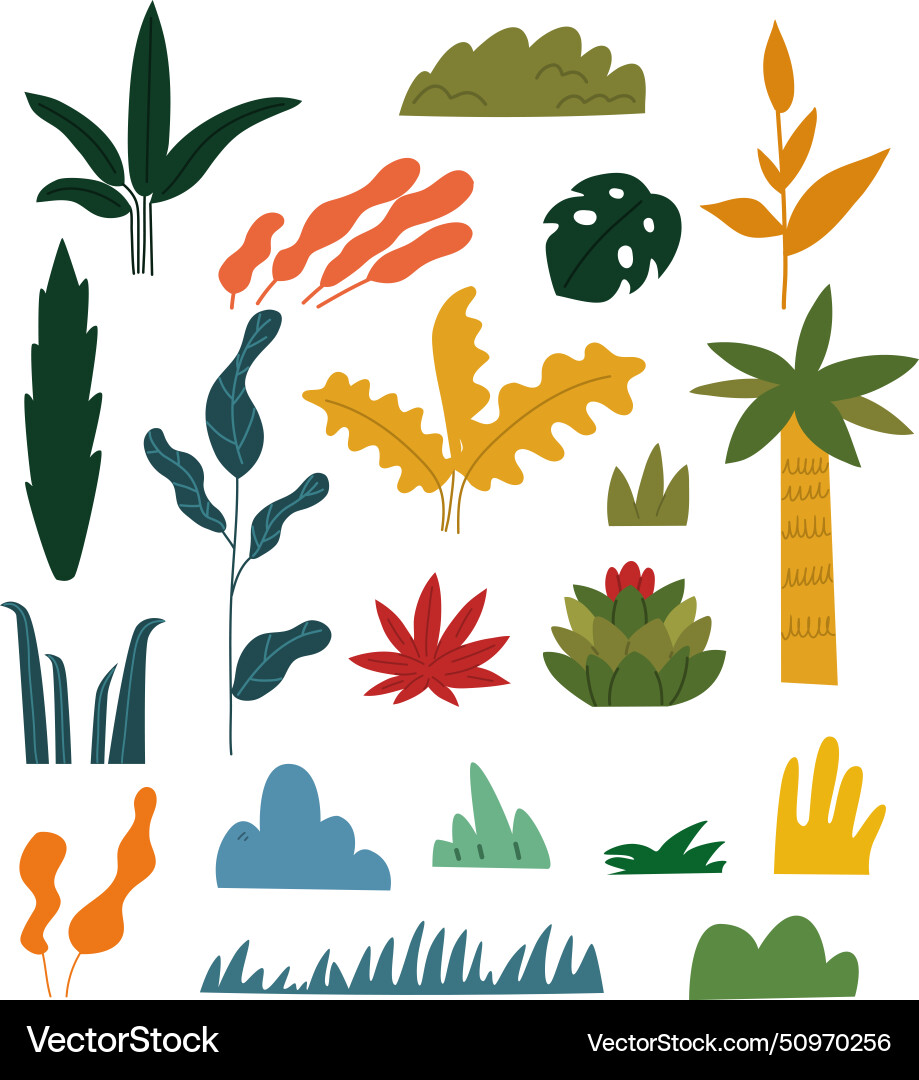 Isolated a bush leaves and tree Royalty Free Vector Image