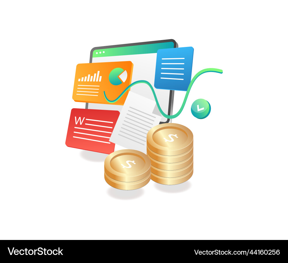 Monitor business income analysis data Royalty Free Vector