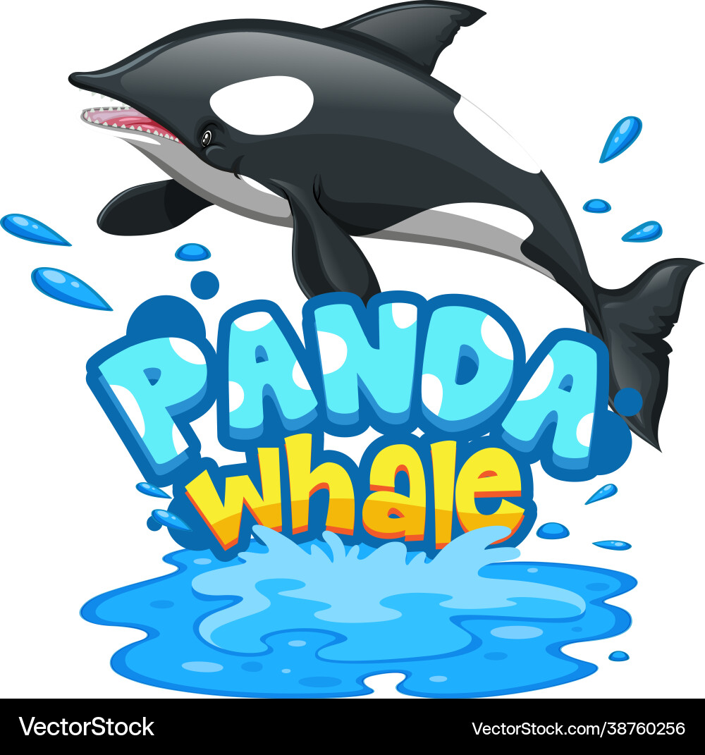 Orca oder Killer Wal Cartoon Charakter mit Panda Vektorbild