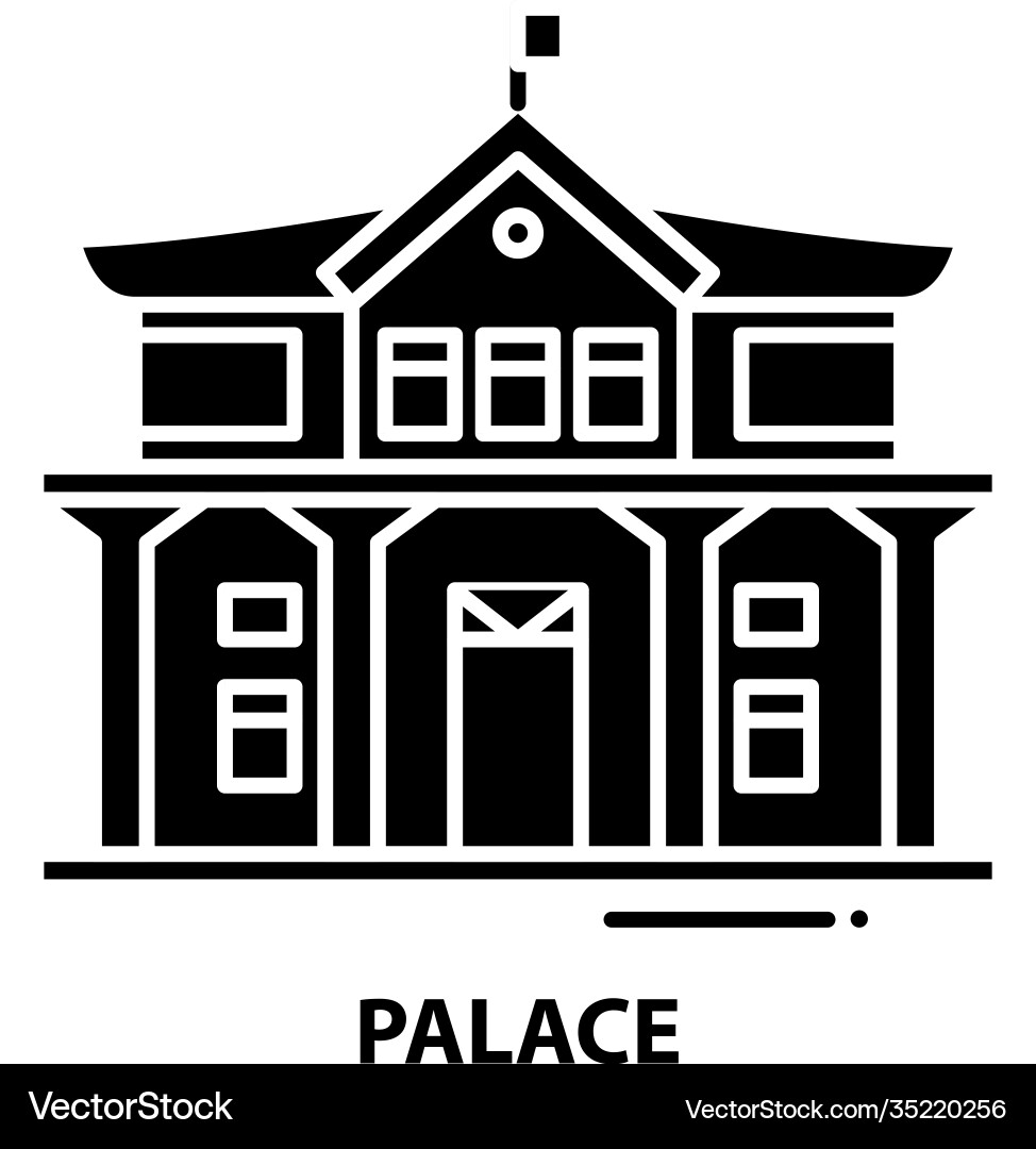 Palace icon black sign with editable Royalty Free Vector