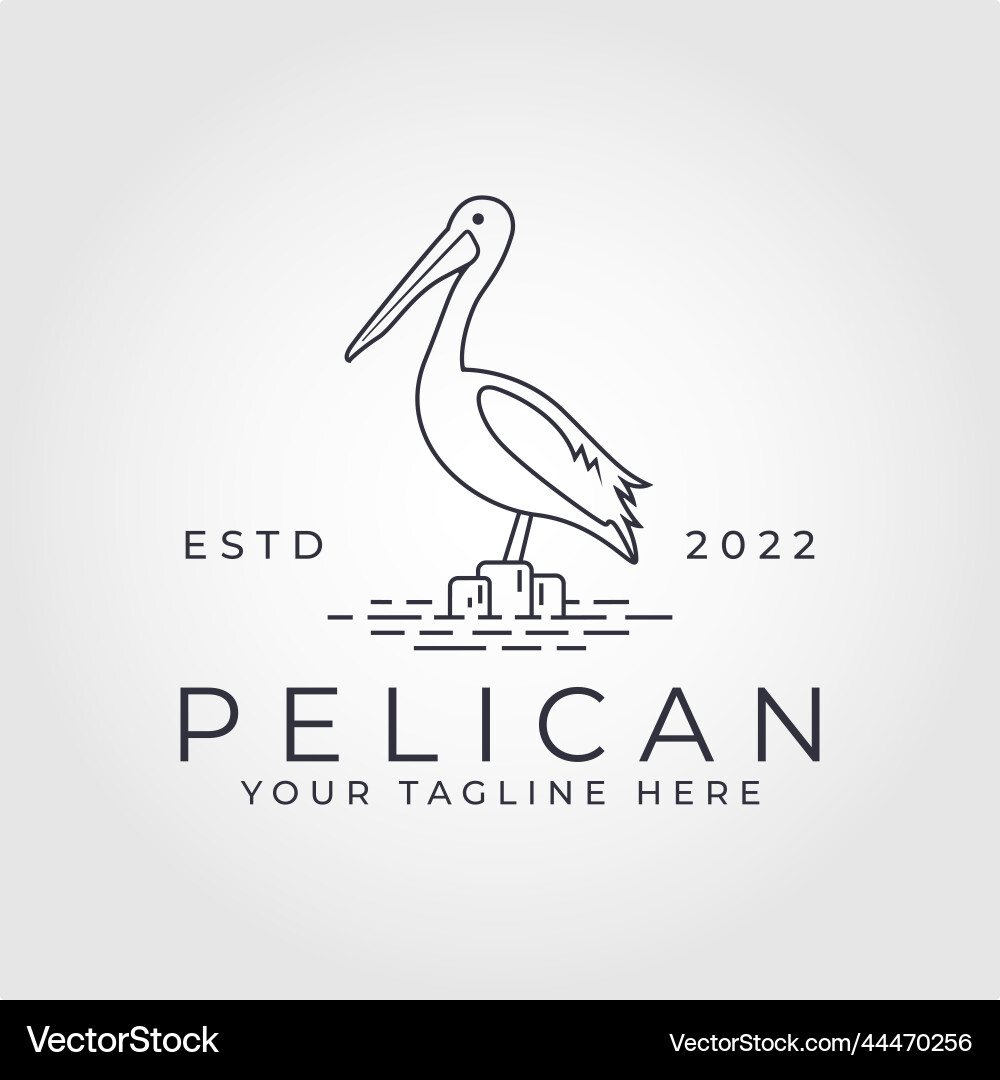 Pelican line art logo design Royalty Free Vector Image