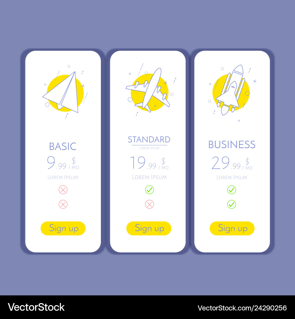 Price table chart infographic of pricing Vector Image