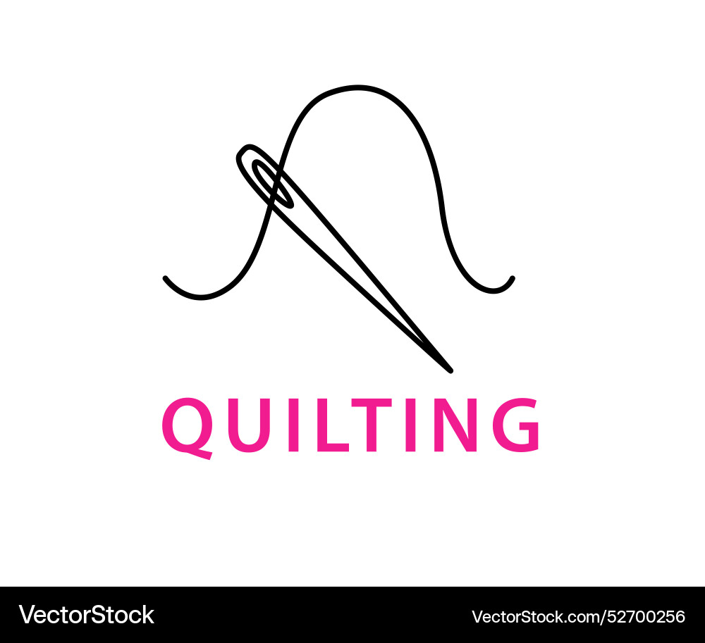 Quilting logo design needle and thread badge Vector Image