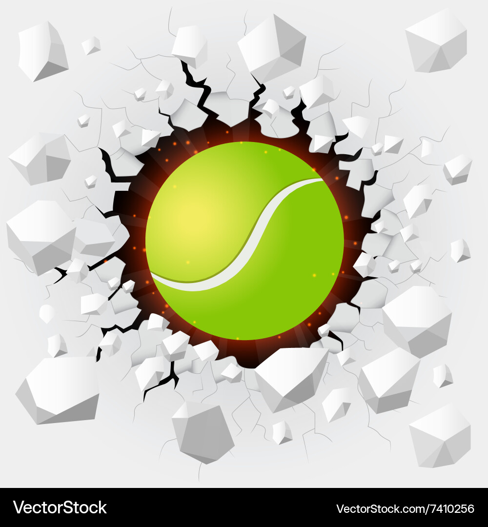 Tennis ball with cracked background Royalty Free Vector