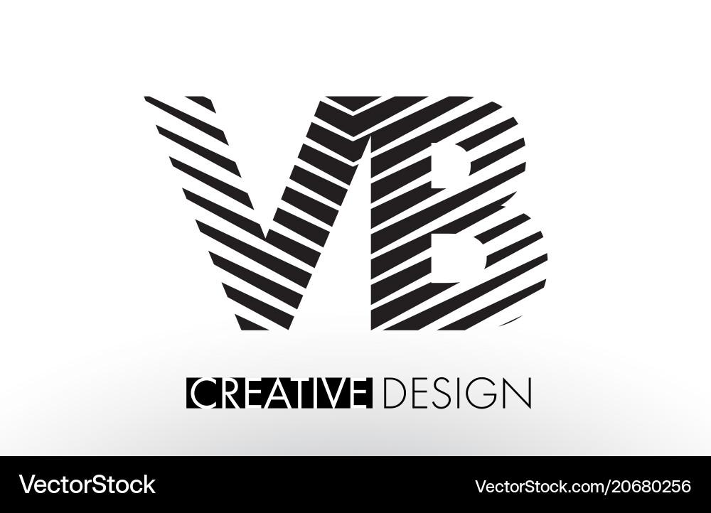 Vb v b lines letter design with creative elegant Vector Image