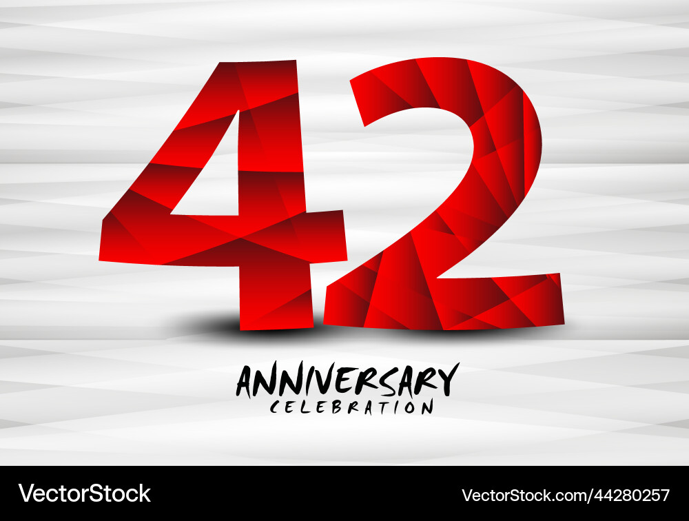 42 year anniversary celebration logo red polygon Vector Image