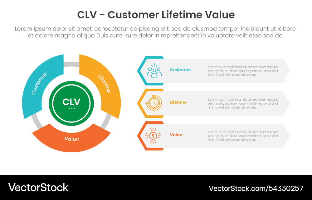 Clv customer lifetime value infographic 3 point Vector Image