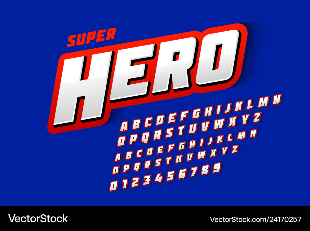 Comics style font super hero upper and lowercase Vector Image