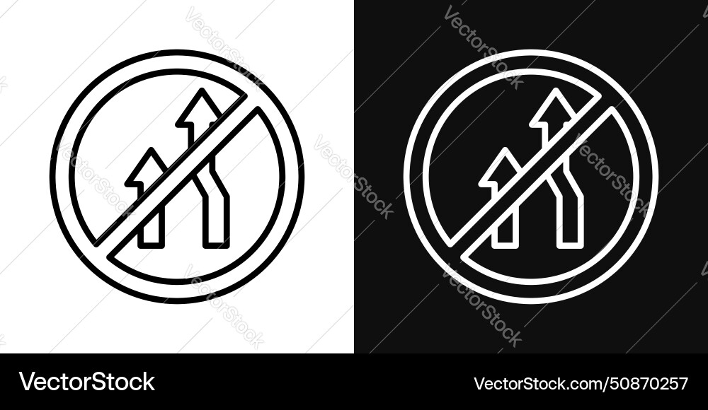 Do not overtake traffic sign icon set prohibited Vector Image