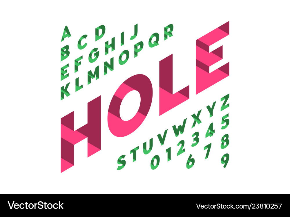 Isometric 3d font design three-dimensional Vector Image Isometric 3d font design three-dimensional Vector Image
