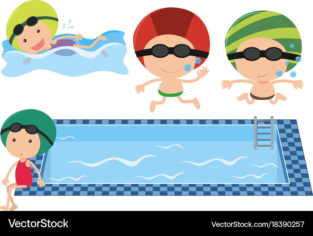Kids swimming in the pool Royalty Free Vector Image
