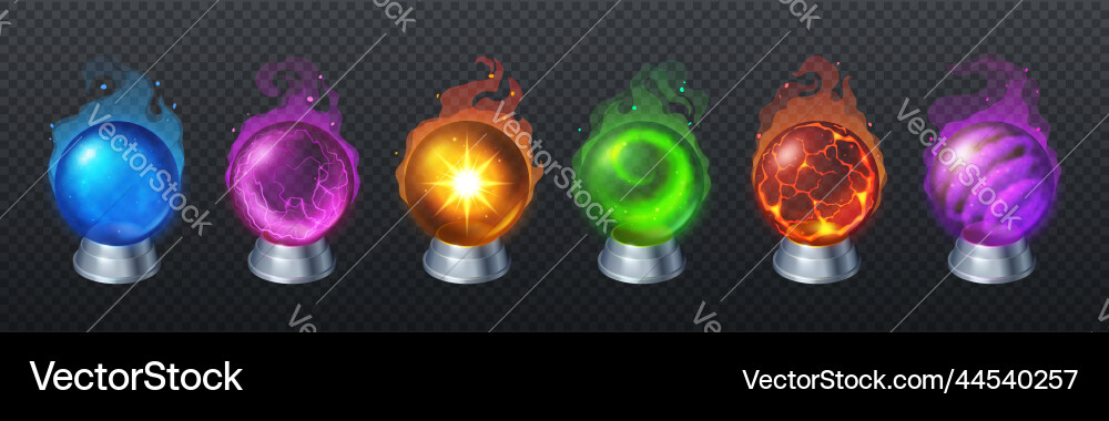 Magic Crystal Balls - Fortune Telling Set Vector Image