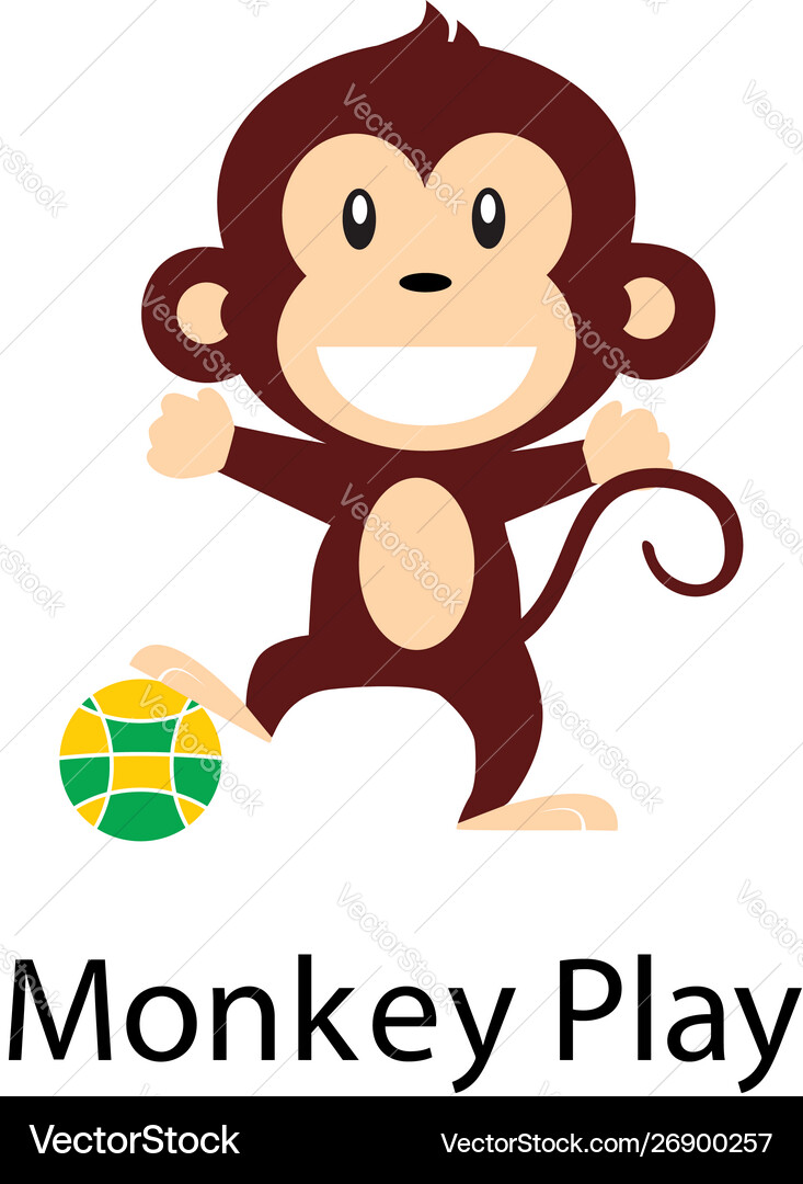 Monkey play Royalty Free Vector Image - VectorStock