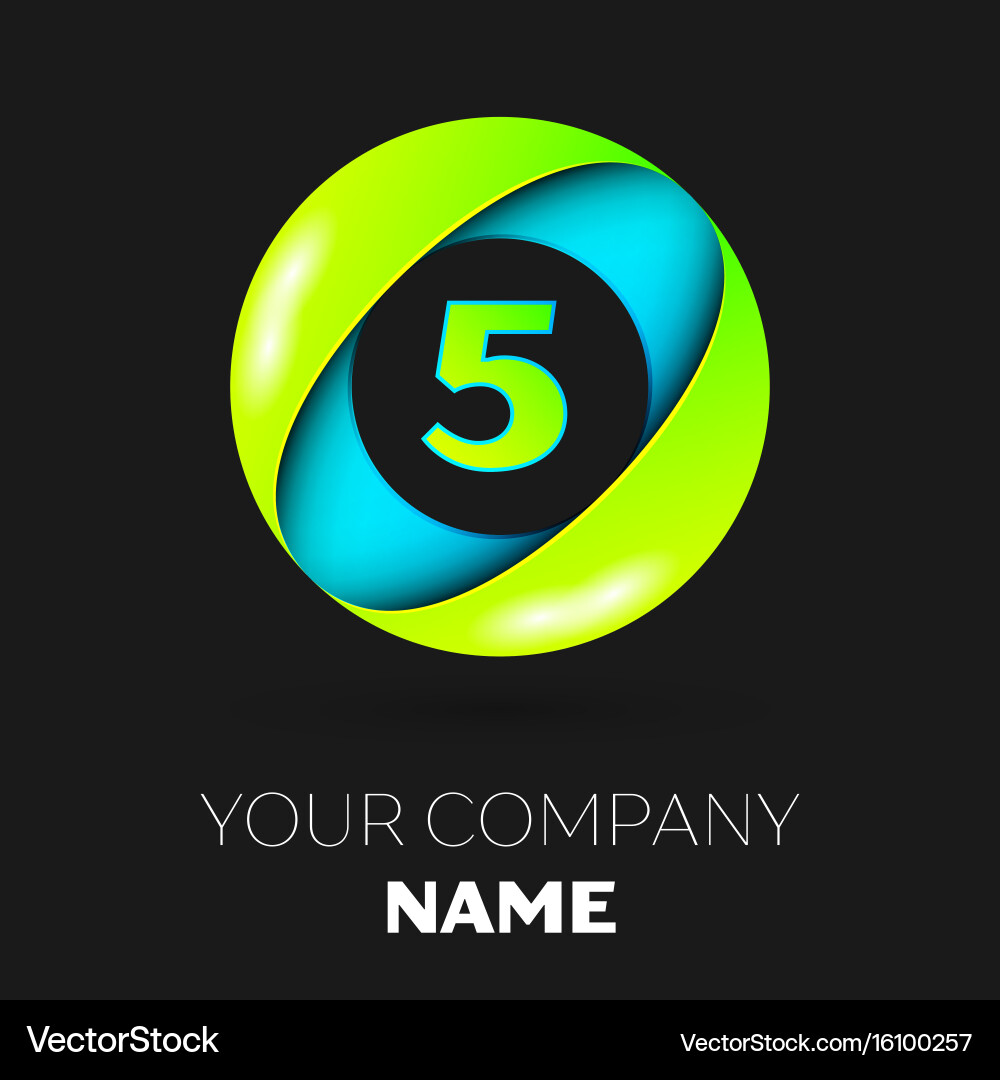 Nummer fünf Logo Symbol in bunten Kreis Vektorbild