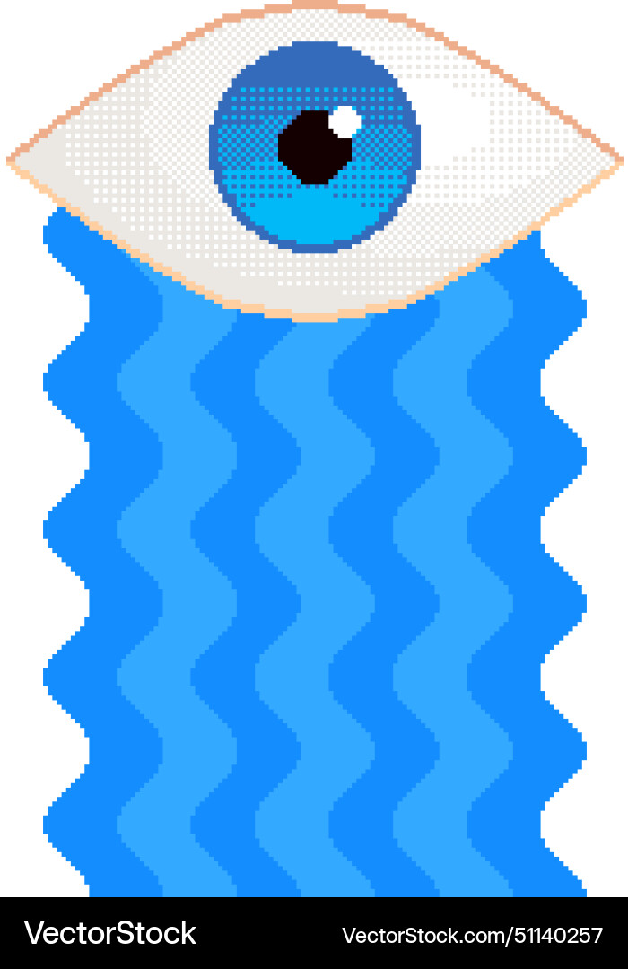 Pixel art eye with tears as huge stream symbol Vector Image