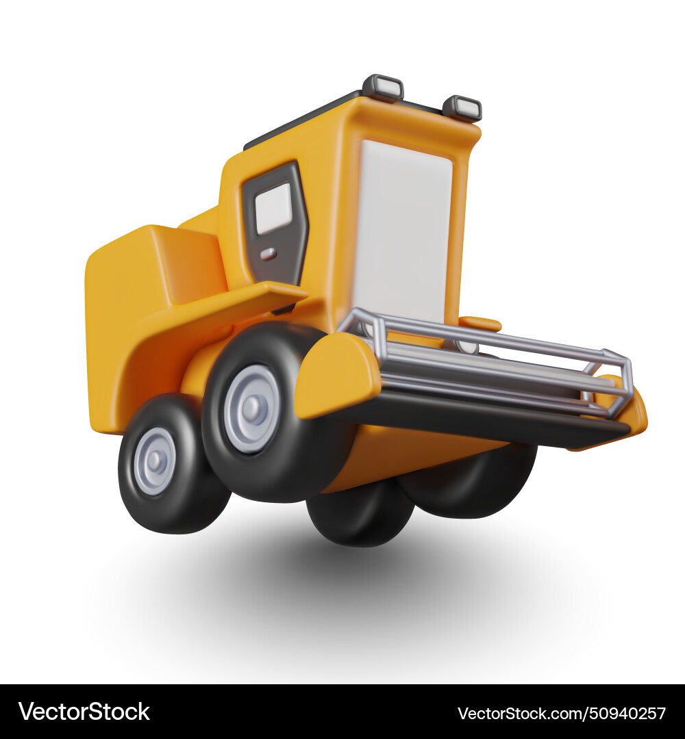Realistic yellow combine harvester in motion Vector Image
