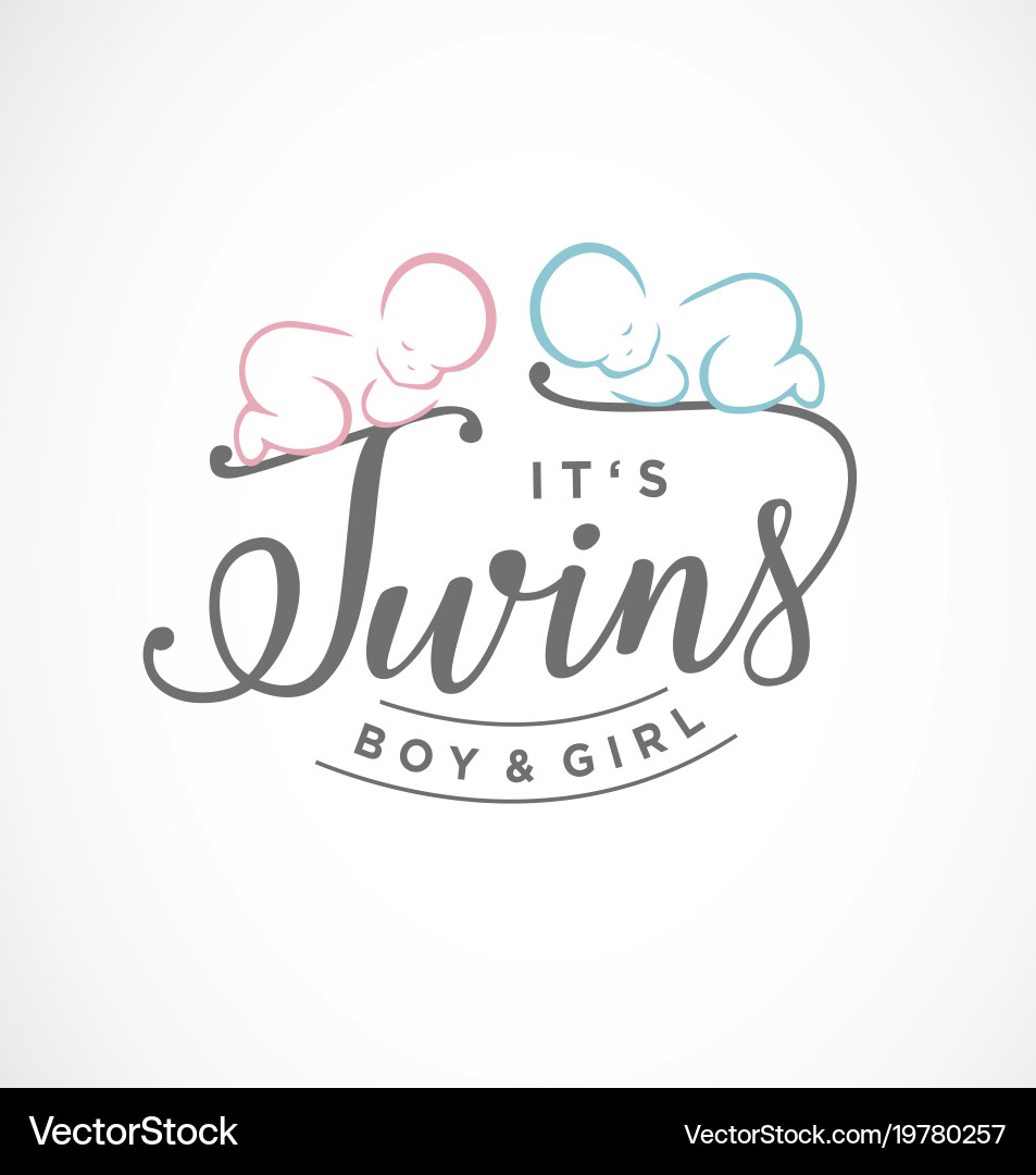 Twins design element for greeting cards Royalty Free Vector