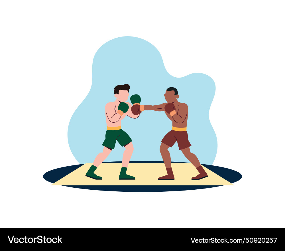 Two professional boxers fighting on ring strong Vector Image