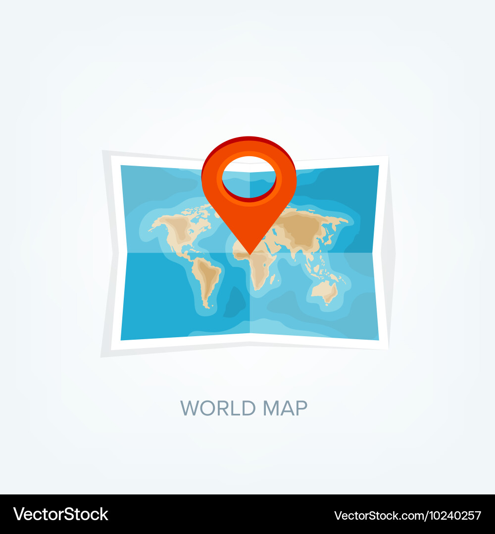 World map in a flat style earth globe Royalty Free Vector