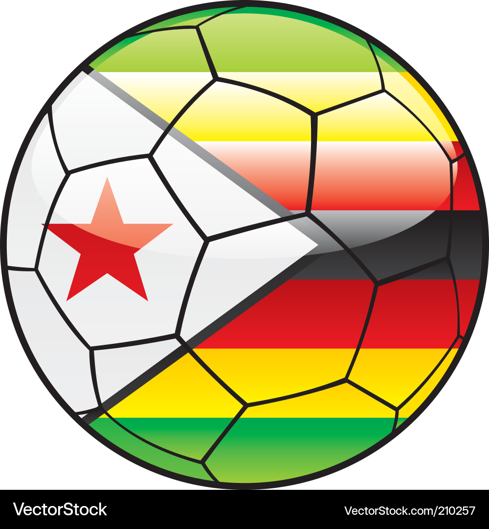 Zimbabwe flag on soccer ball Royalty Free Vector Image