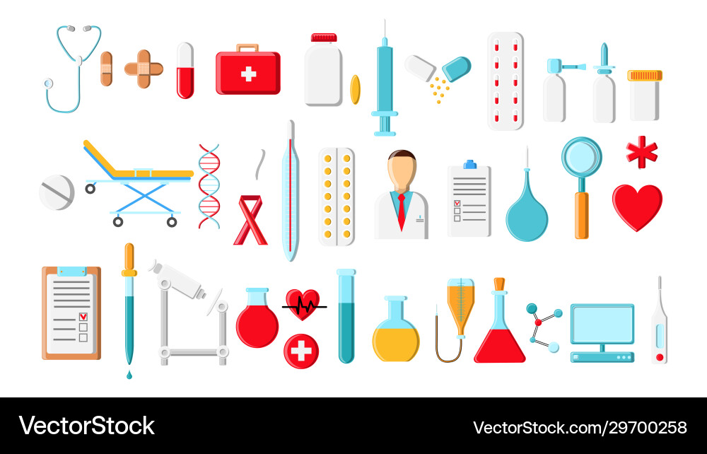 A large beautiful bright colored set medical Vector Image