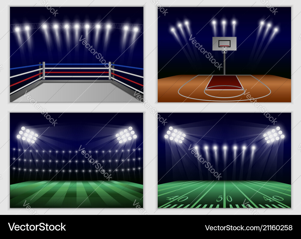 Arena stadium scene banner set realistic style Vector Image