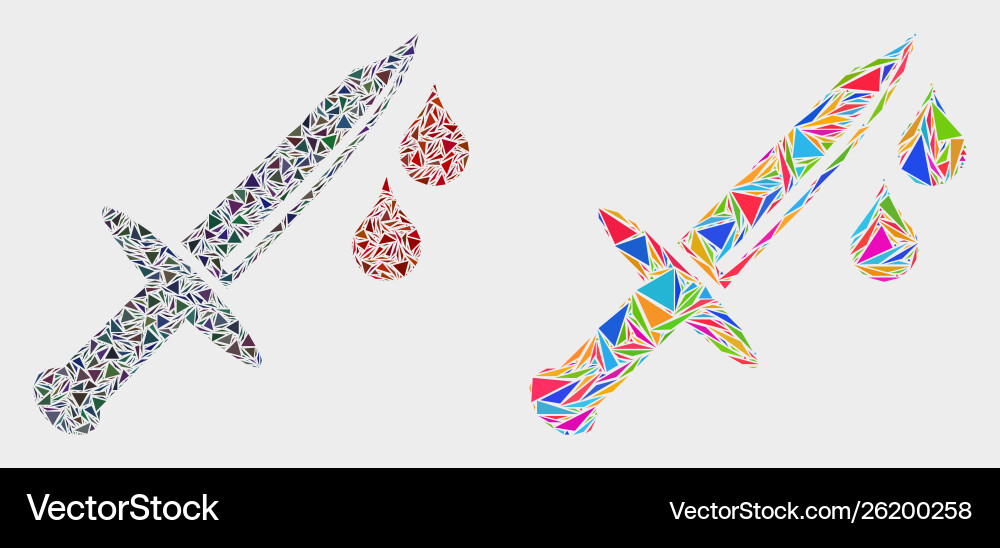 Blood knife mosaic icon triangle Royalty Free Vector Image