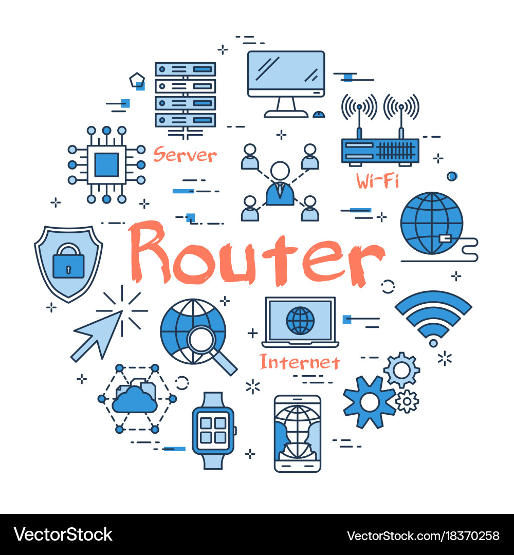 Blue round router concept Royalty Free Vector Image