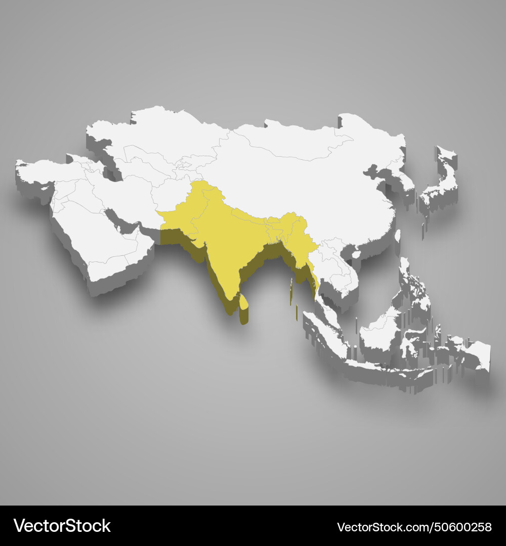 British raj location within asia 3d map Royalty Free Vector
