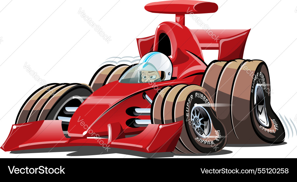 Cartoon formula 1 race car isolated Royalty Free Vector