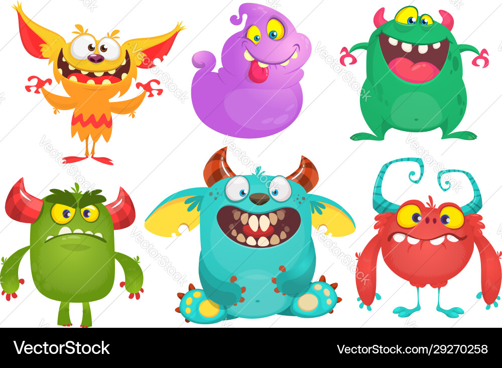 Cartoon monsters set for halloween Royalty Free Vector Image