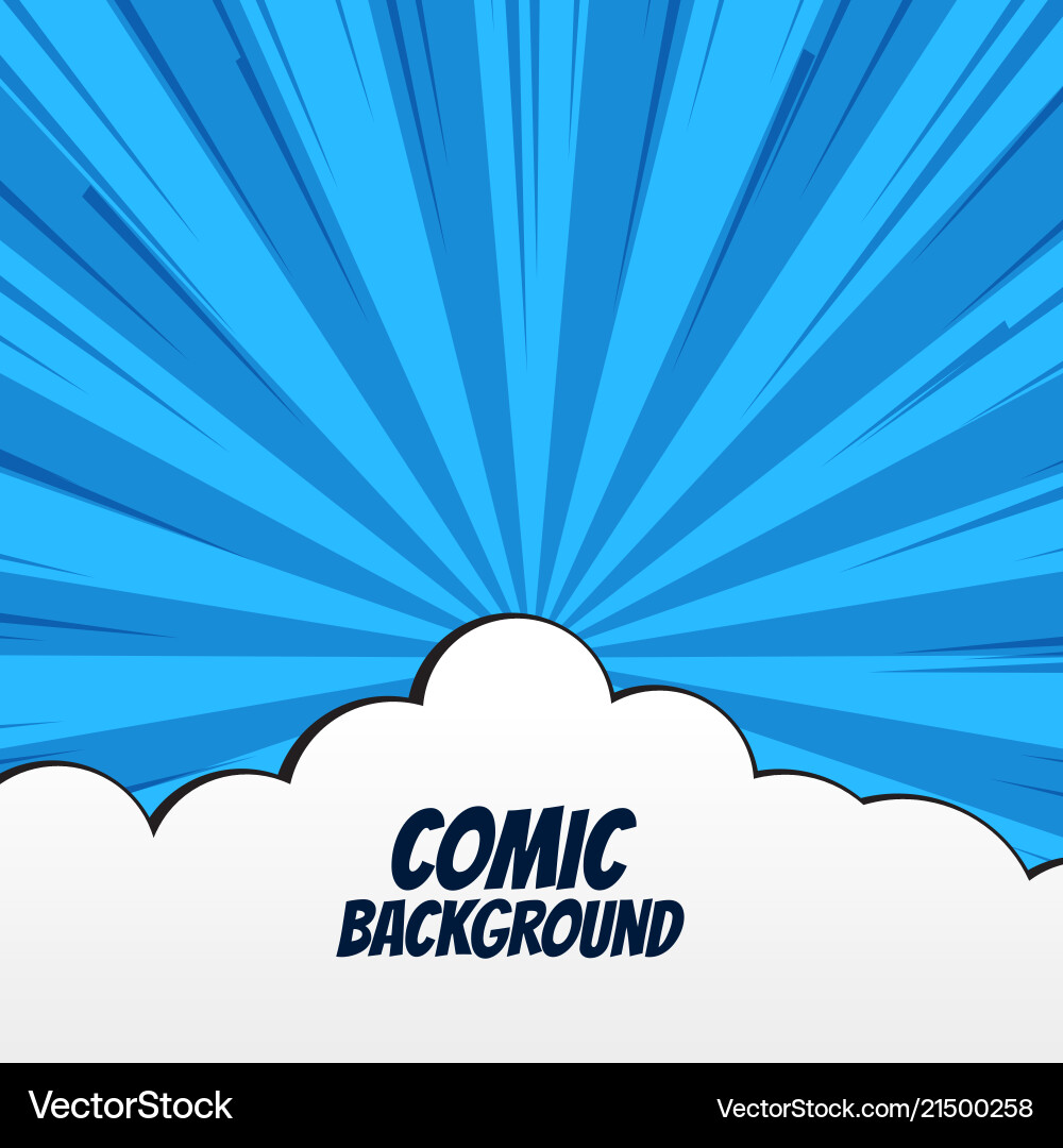 Comic background with clouds and rays Royalty Free Vector