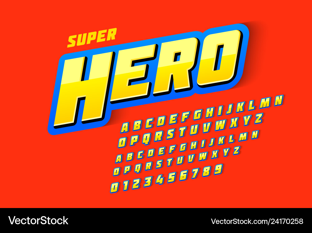 Comics style font super hero upper and lowercase Vector Image