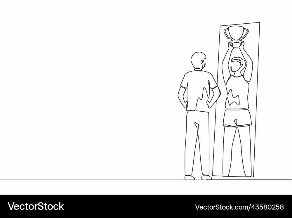 Continuous one line drawing guy standing in front Vector Image