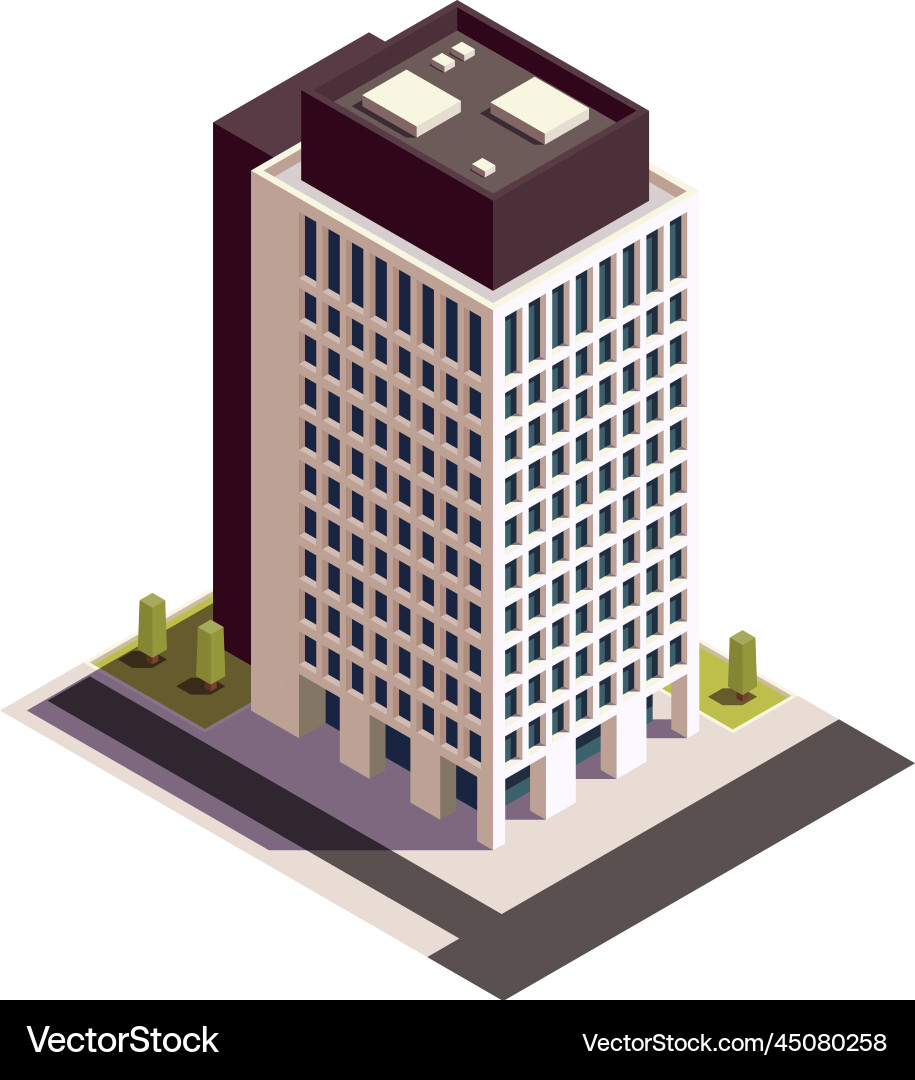 Cube skyscraper isometric composition Royalty Free Vector