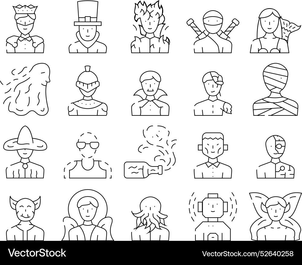 Fantasy and magical character icons set Royalty Free Vector