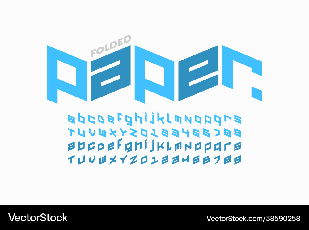 Folded paper style font Royalty Free Vector Image