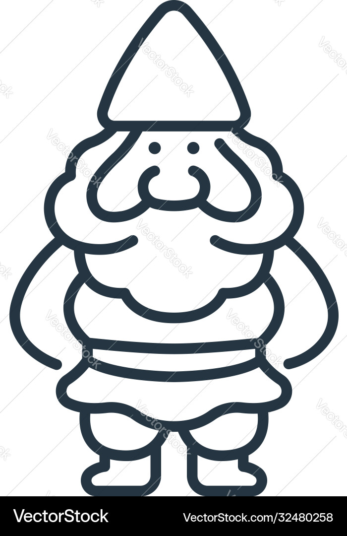 Gnome icon editable stroke linear Royalty Free Vector Image