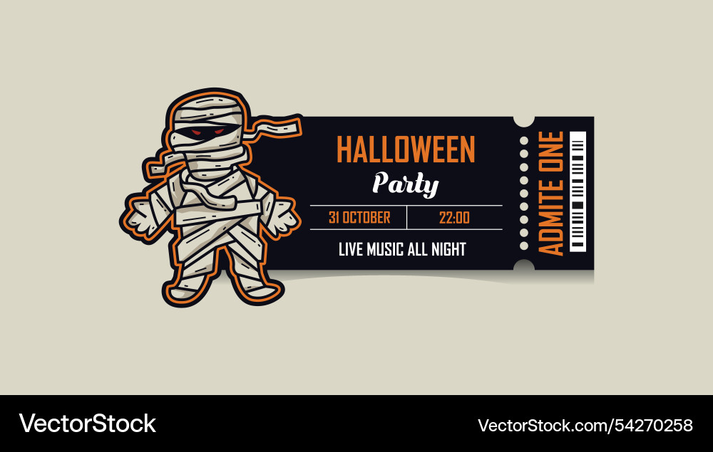 Halloween party invitation entry ticket template Vector Image