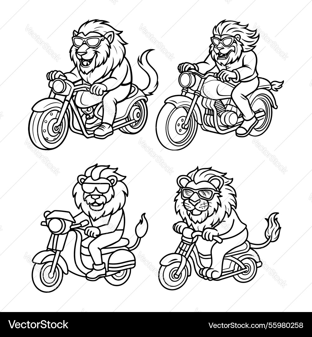 Lion riding motorbike Royalty Free Vector Image