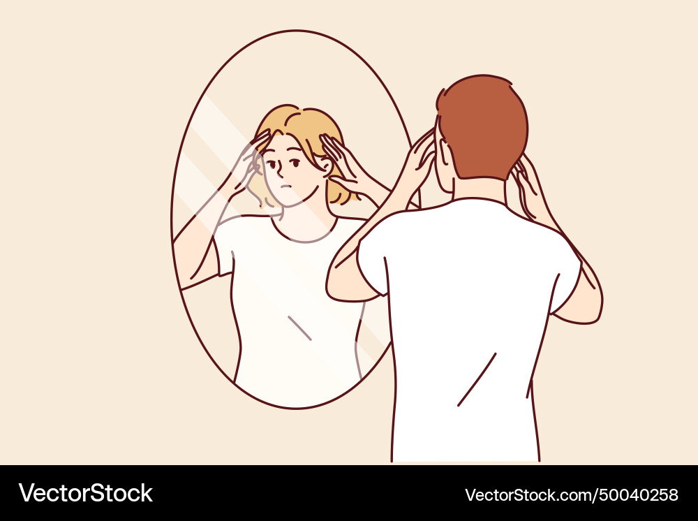 Man identifies himself as woman by looking Vector Image