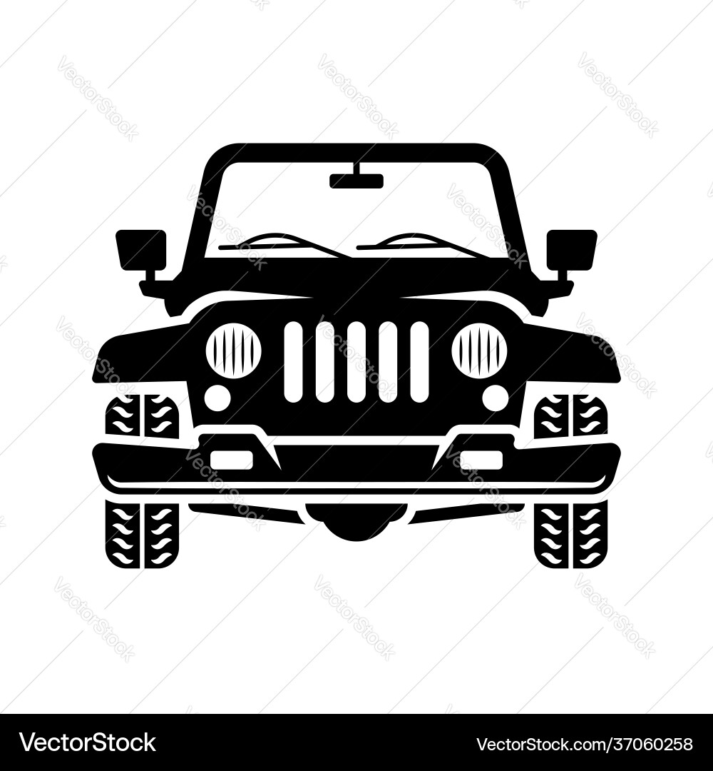 Off road car front view black Royalty Free Vector Image