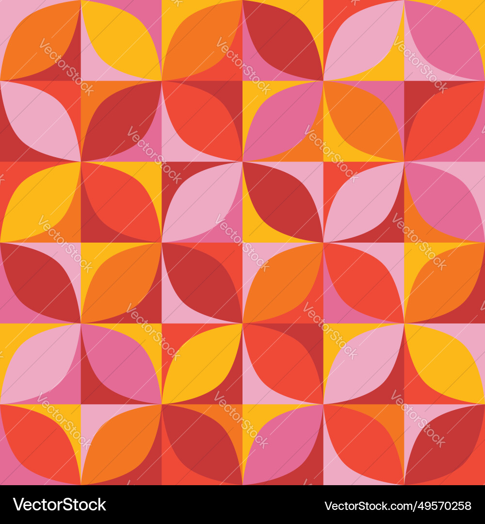 Retro circles red orange mosaic pattern Royalty Free Vector